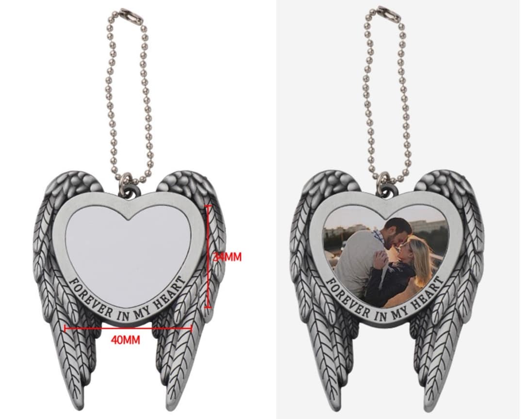 Metal Car Charm Sublimation Blanks| Sublimation Angel Wings Memorial ...