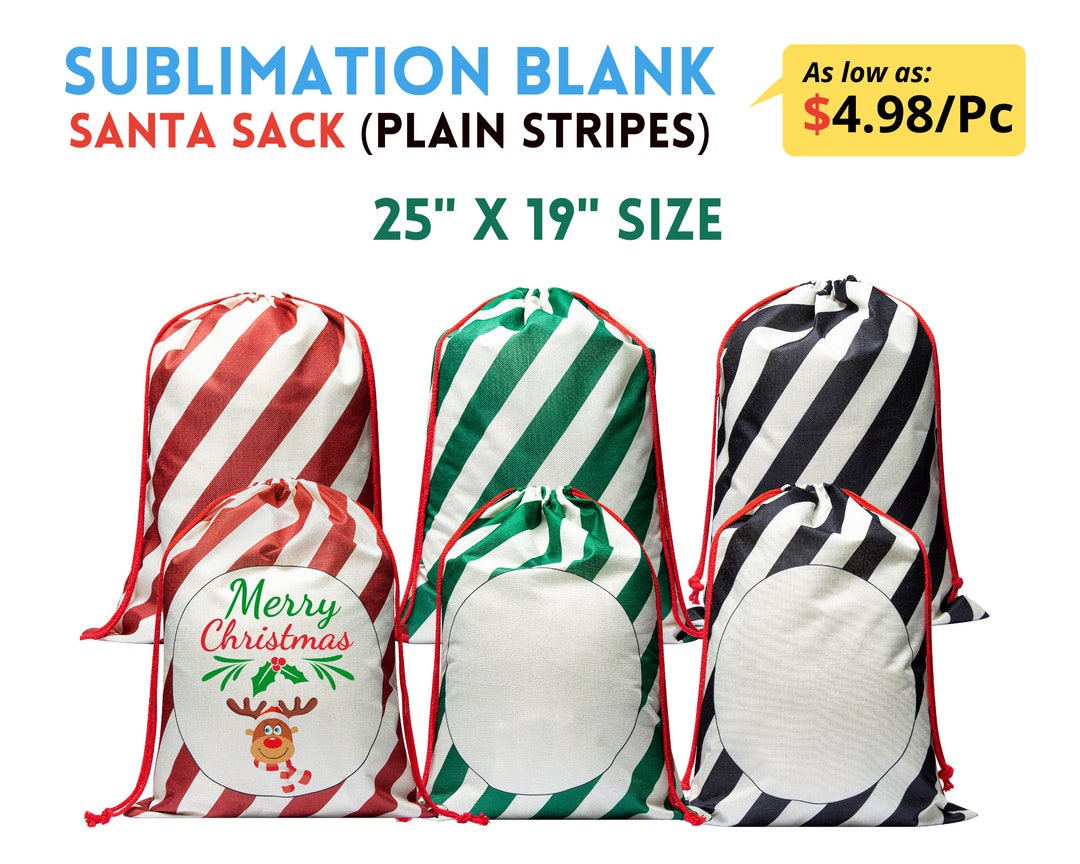 Santa Sack Sublimation Blanks, Plain Stripe Santa Sack Blanks ...