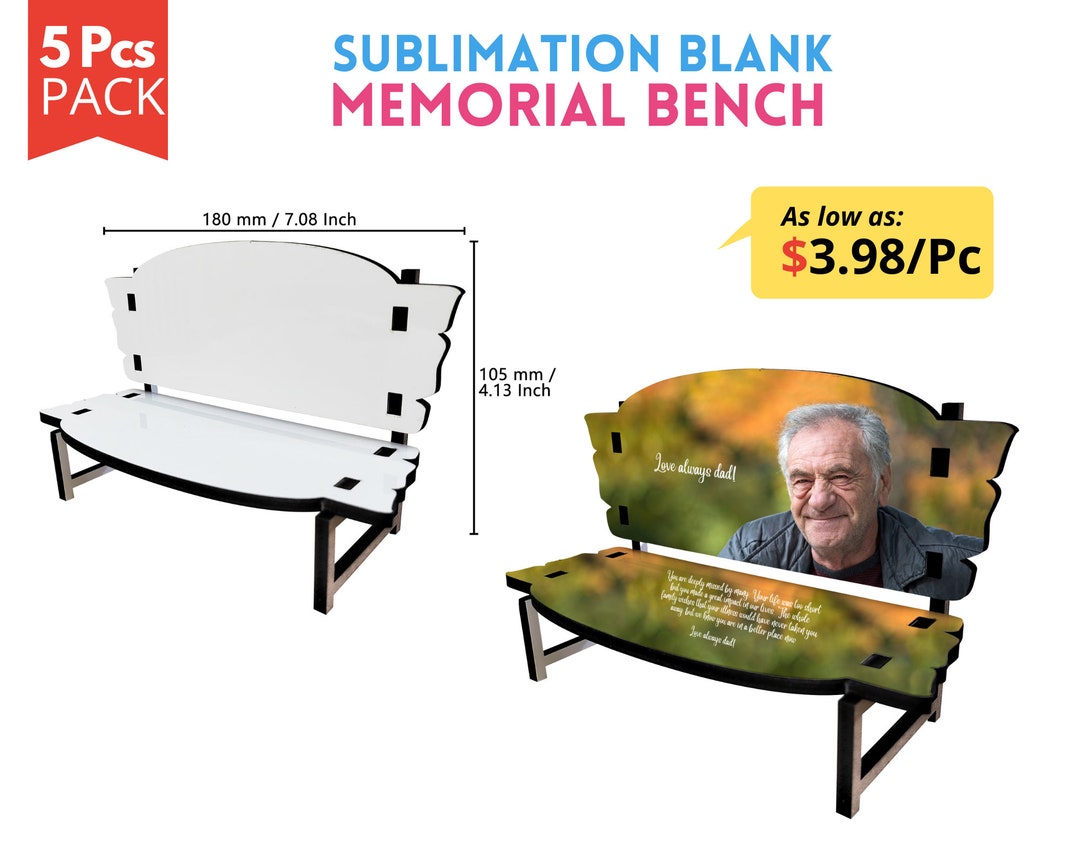 5x Pack Memorial Bench Sublimation Blanks | MDF Hard Board Memorial ...
