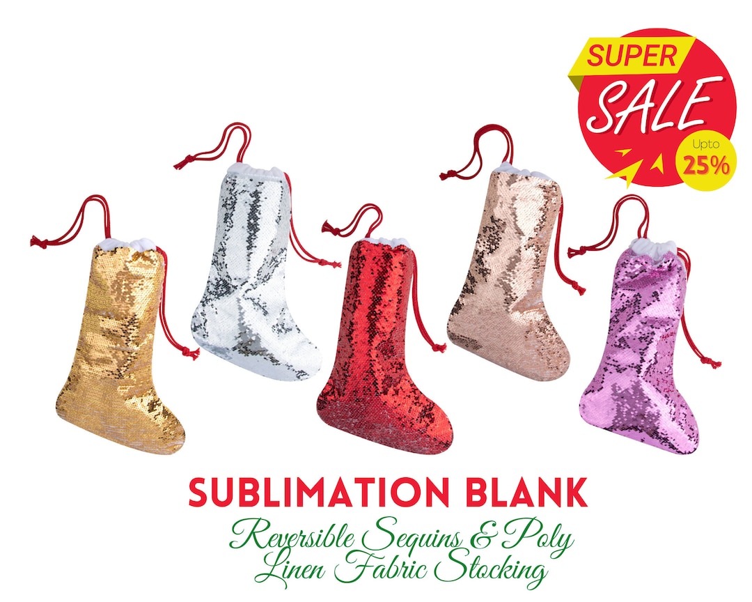 Christmas Stockings | Sublimation Blanks Stockings Poly Linen Fabric ...
