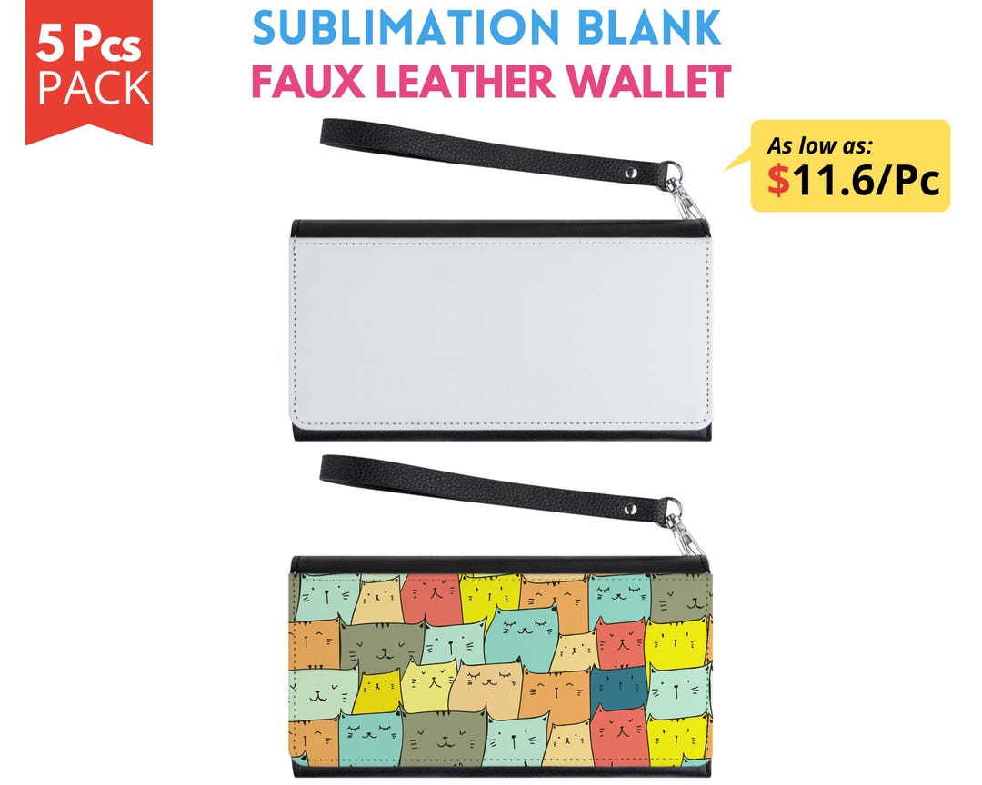5x Pack Sublimation Faux Leather Wallet With Wrist Strap | Personalized ...