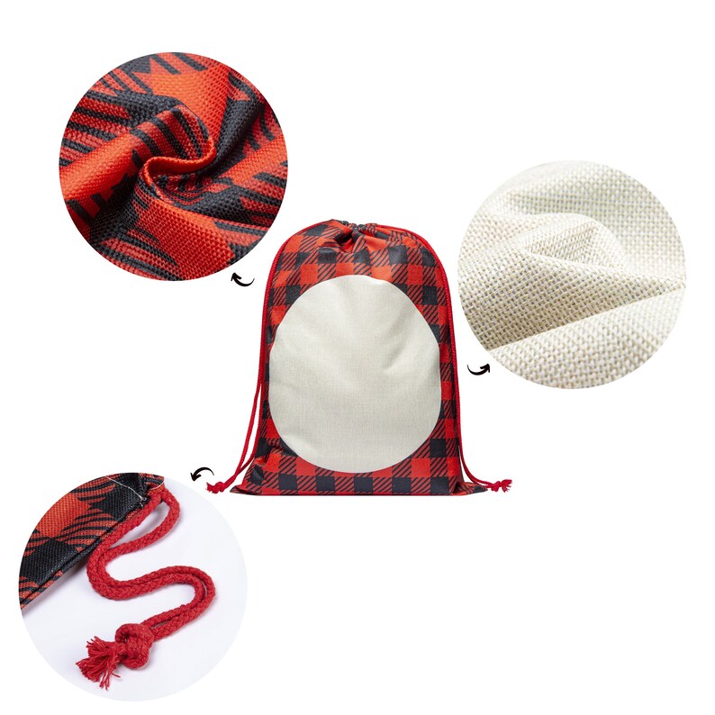 Santa Sack Sublimation Blanks, Buffalo Plaid Santa Sack Blanks ...