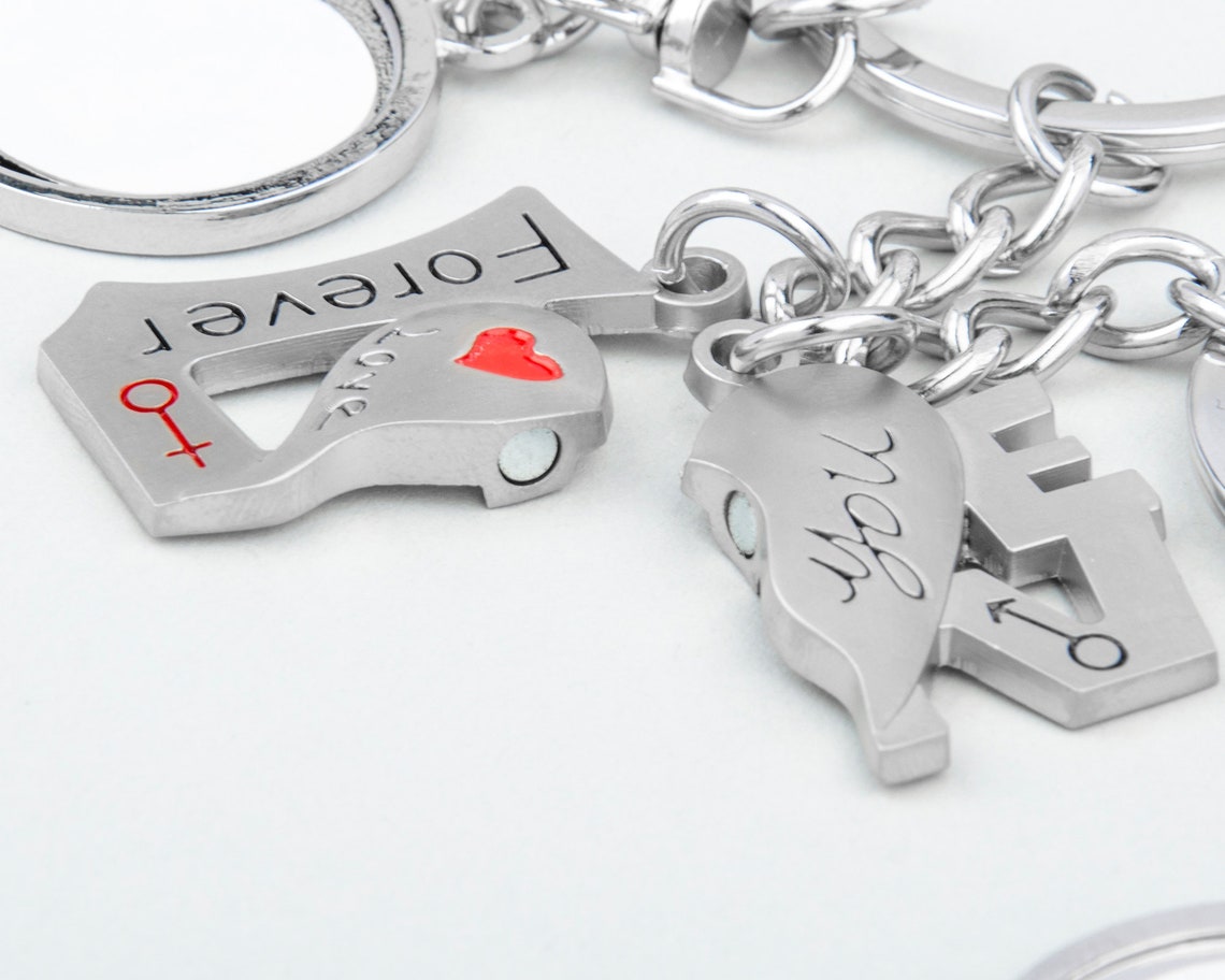 Sublimation Keyring Blank Heart Shape Couple Keychain With - Etsy