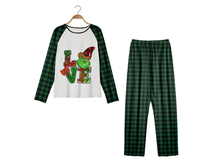 100% Polyester Cotton Feel Sublimation Buffalo Plaid Pajama Set ...