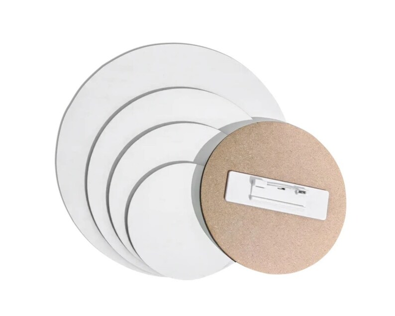 3/4/5/6" Sublimation MDF Badge With Adhesive Pins | Blank Circle Signs ...
