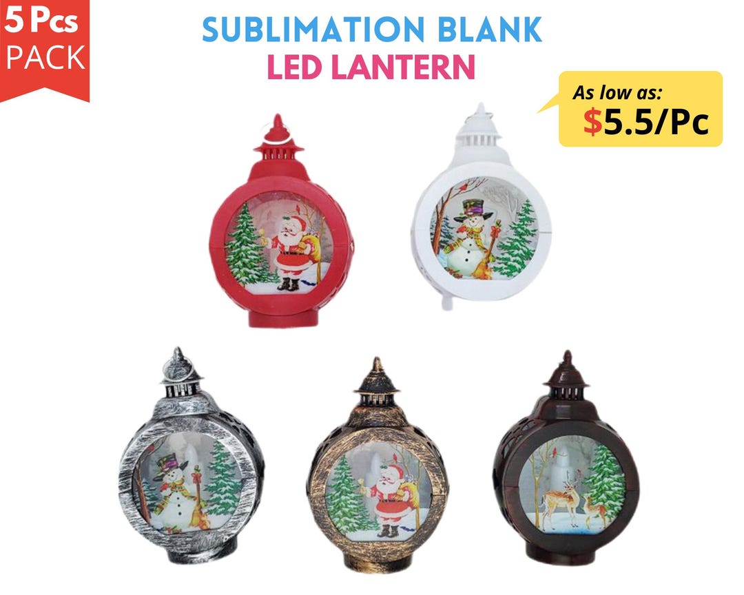 5x Pack Sublimation Blank LED Lantern for Christmas Halloween | Custom ...
