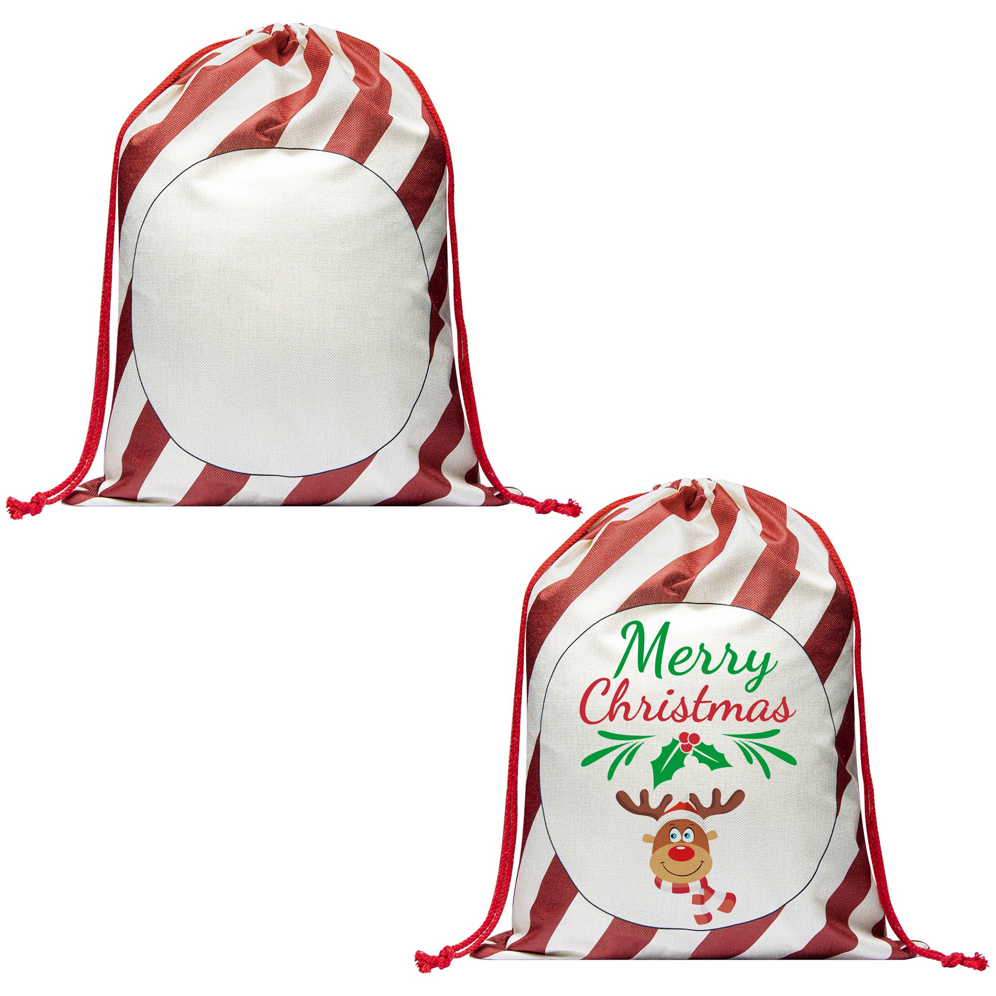 Santa Sack Sublimation Blanks, Plain Stripe Santa Sack Blanks ...