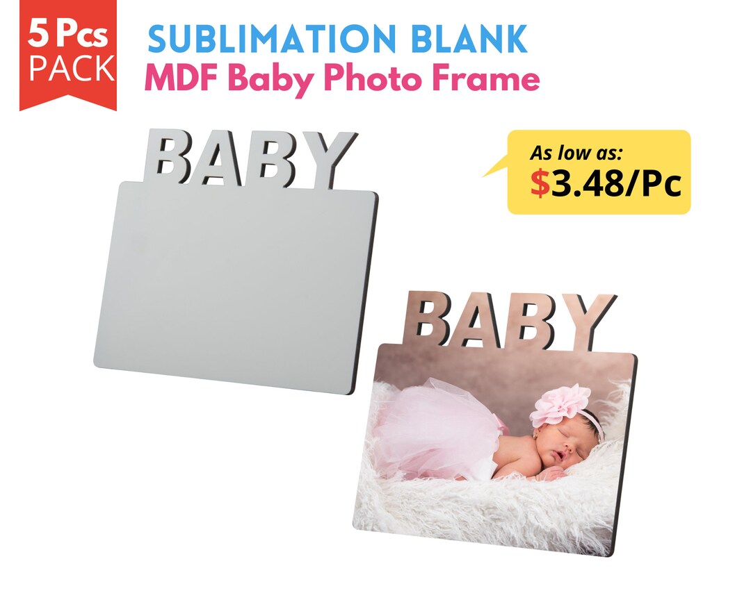 5 Pack Sublimation Blank MDF Baby Photo Frame | MDF Hard Board Baby ...