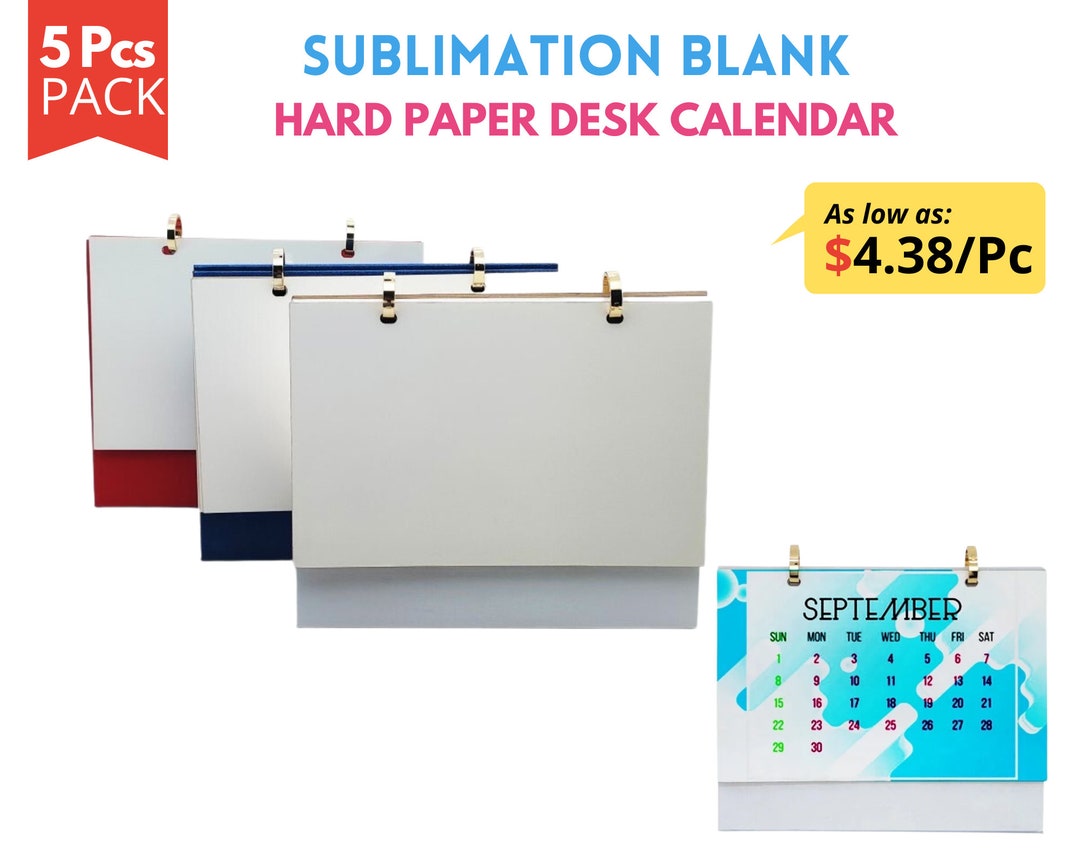 5x Pack Sublimation Desk Calendar Blanks | 14 Pages Custom Table ...