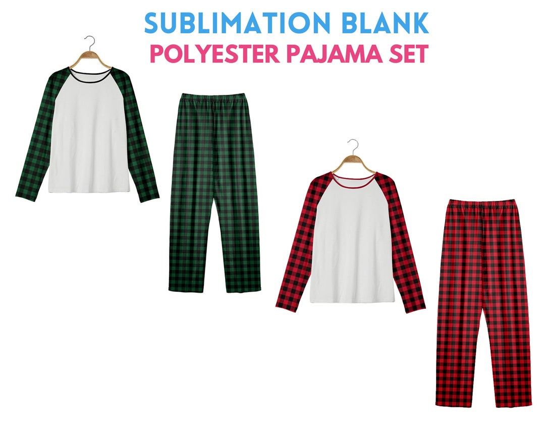 100% Polyester Cotton Feel Sublimation Buffalo Plaid Pajama Set ...