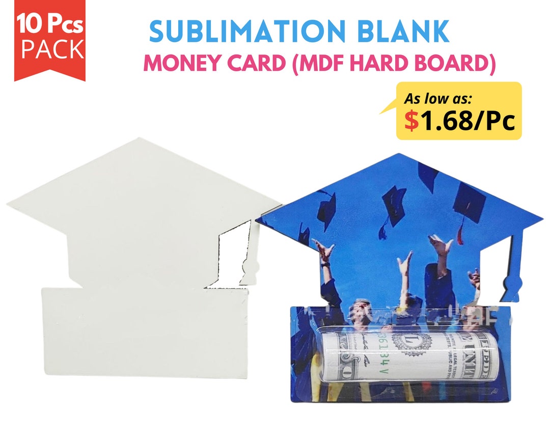 10x Pack Sublimation Blanks Graduation Money Card | MDF Hard Board Cash ...