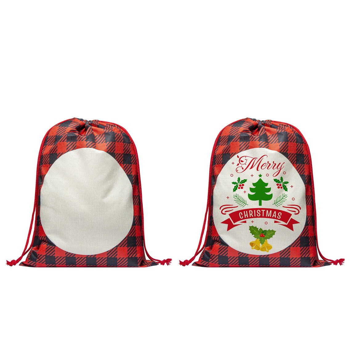 Santa Sack Sublimation Blanks, Buffalo Plaid Santa Sack Blanks ...