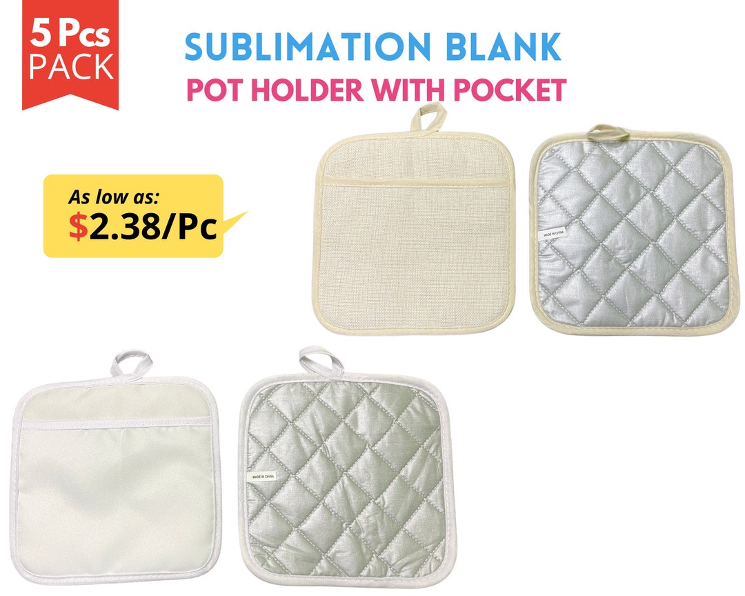 5 Pack Sublimation Pot Holder With Pocket | Blank Custom Logo Pot Mat ...