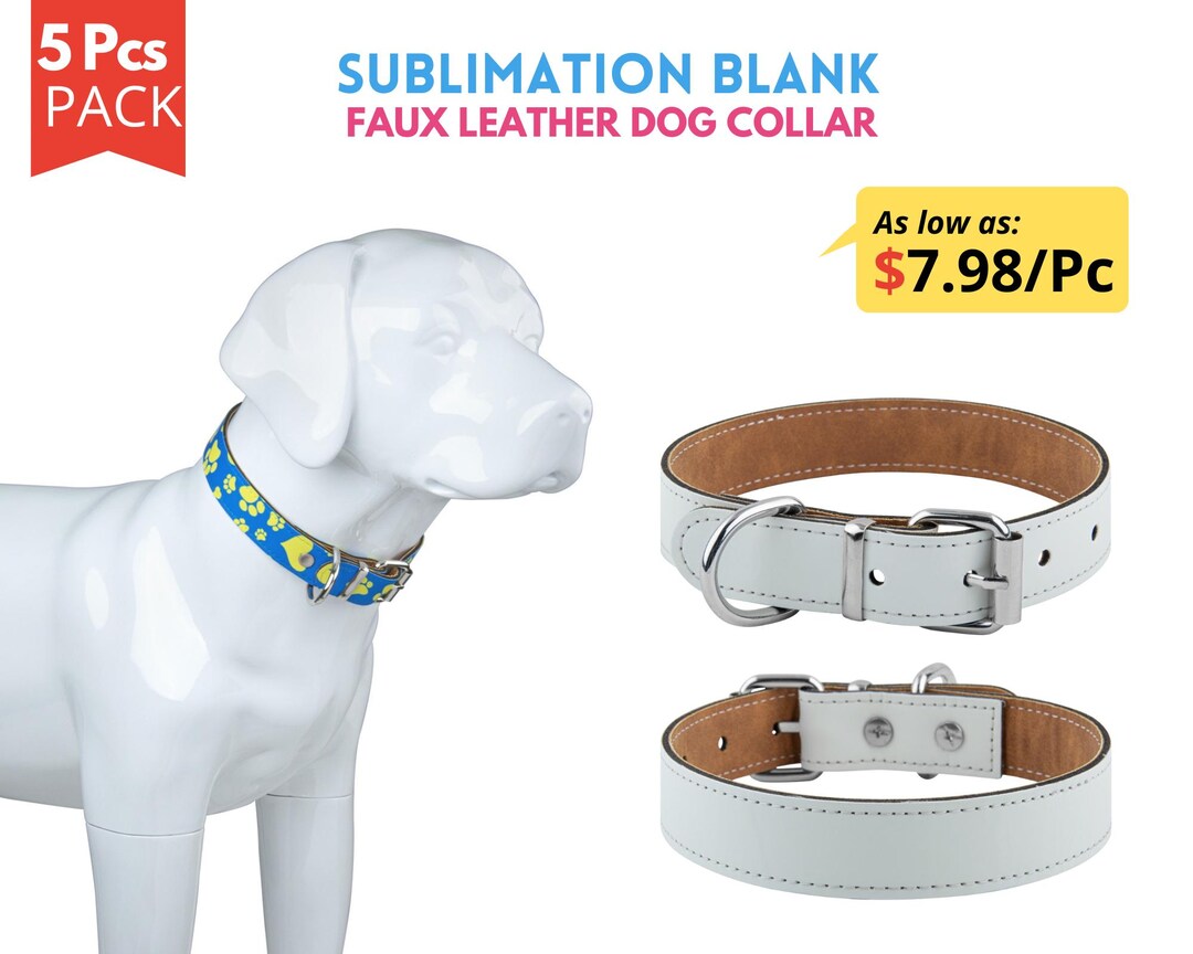 5 Pack Customizable Sublimation Printing Dog Faux Leather Collars ...