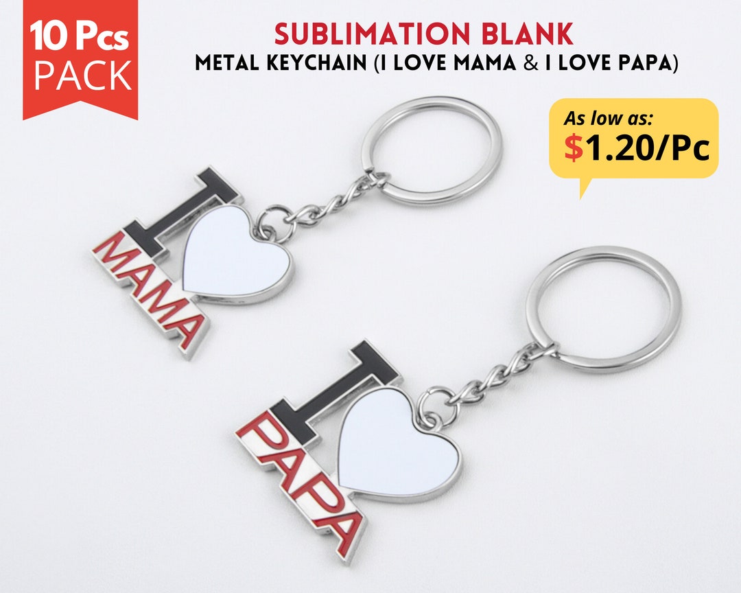 10x Sublimation Keychain Blanks | Sublimation Key Holder for Mother's ...