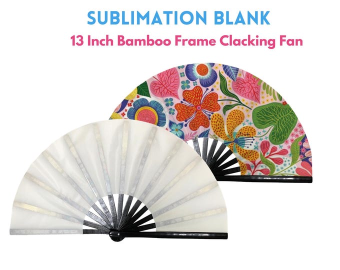 13 Inch Large Sublimation Hand Clacking Fan With Bamboo Frame ...