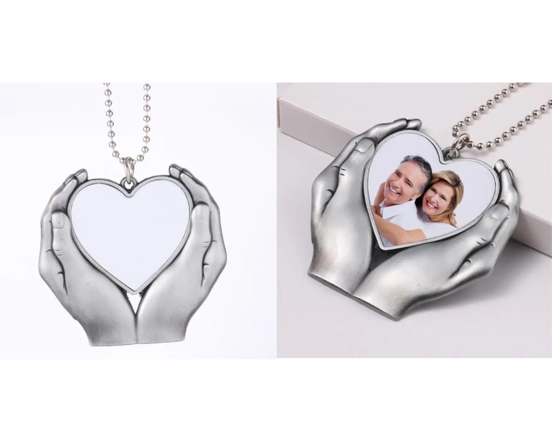 Metal Car Charm Sublimation Blanks| Sublimation Heart in Hand Memorial ...
