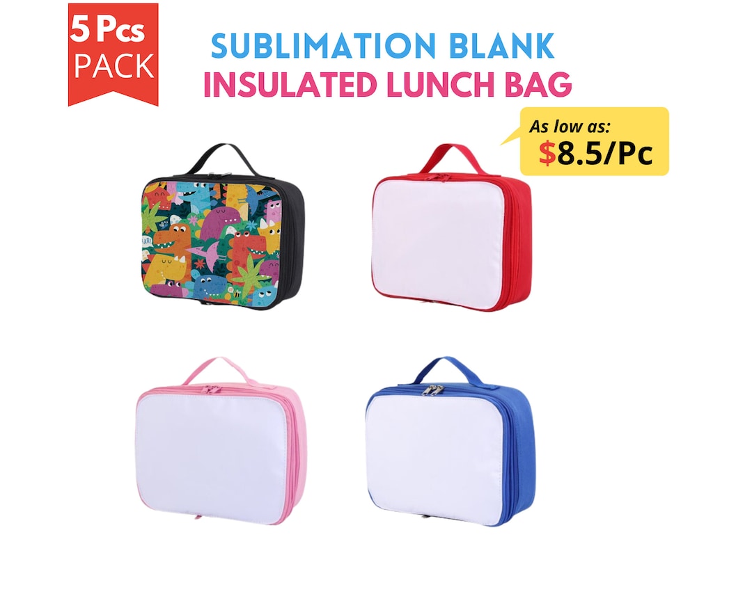5 X Pack Sublimation Lunch Bag Blank | Insulated Lunch Bag for ...
