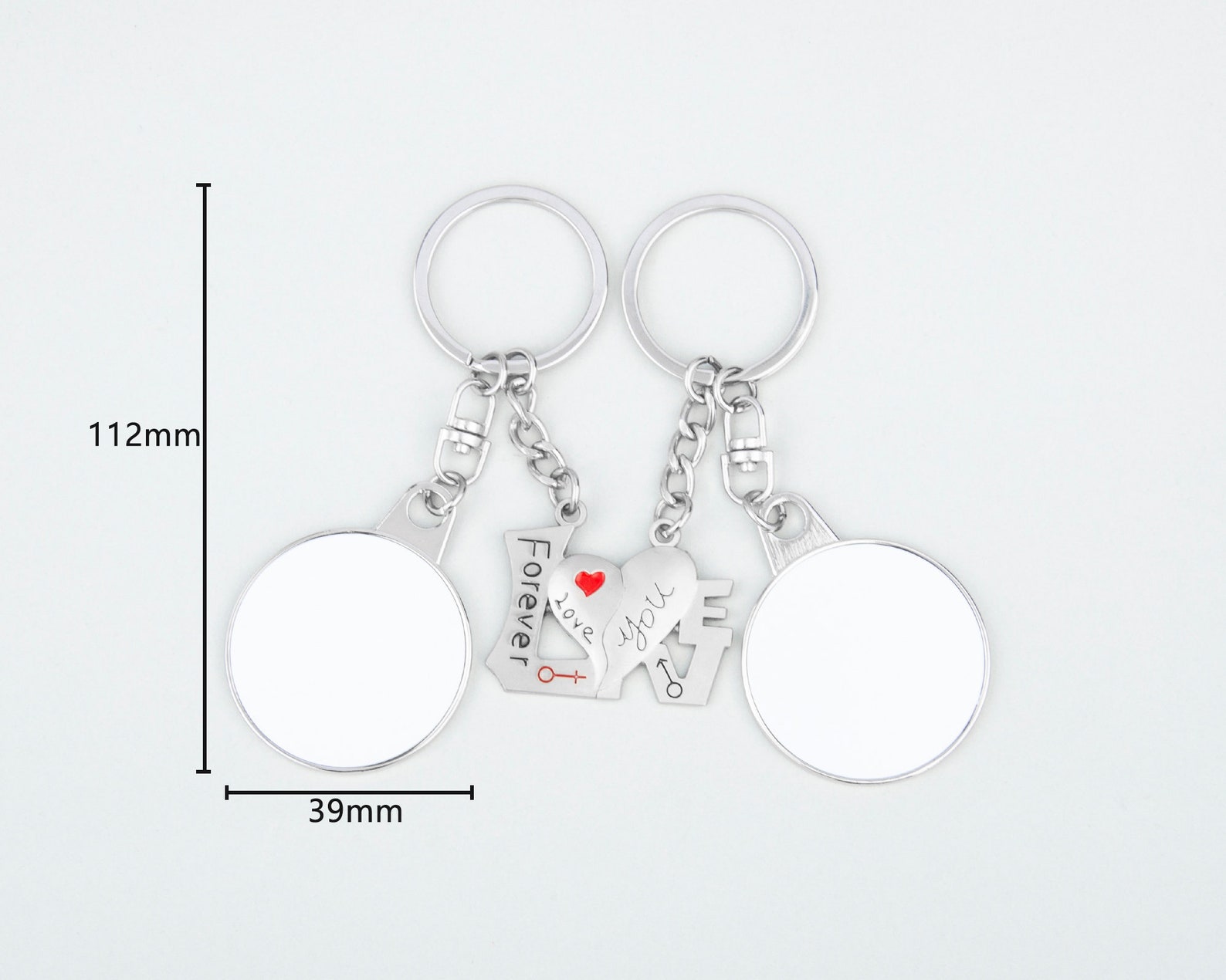 Couple Keychain Sublimation Blank With Forever Love You Male & Female ...