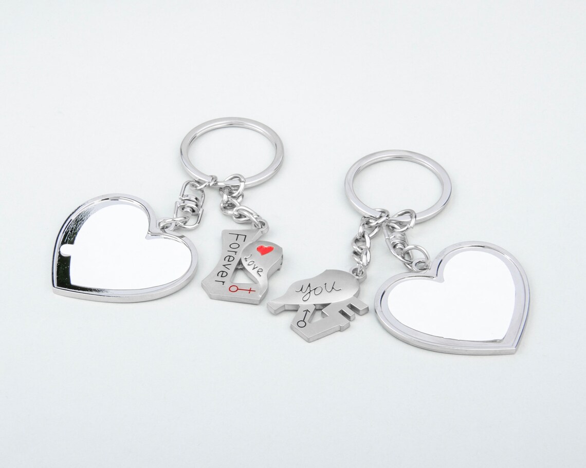 Sublimation Keyring Blank Heart Shape Couple Keychain With - Etsy