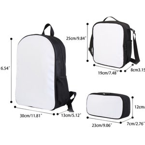Sublimation Backpack, Lunch Box, Pencil Case Set | Blank Back to School ...