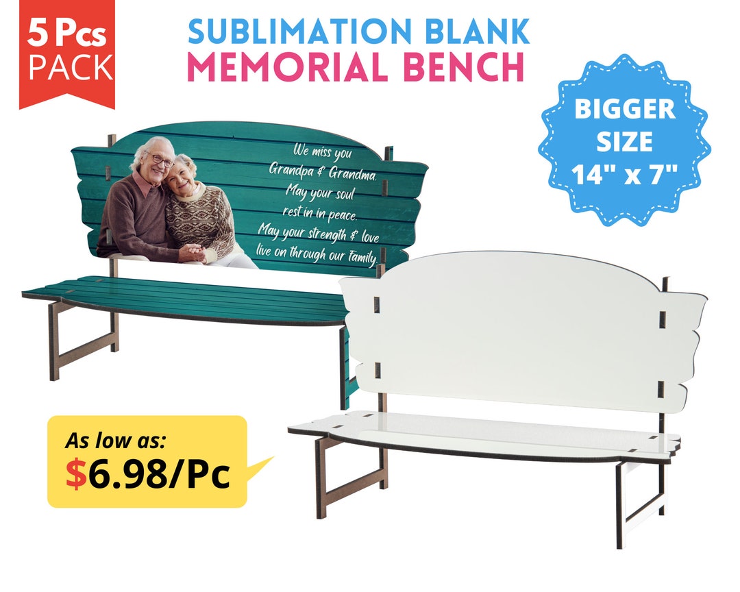 5x Big Size Memorial Bench Sublimation Blanks | Bigger Size 14" X 7 ...