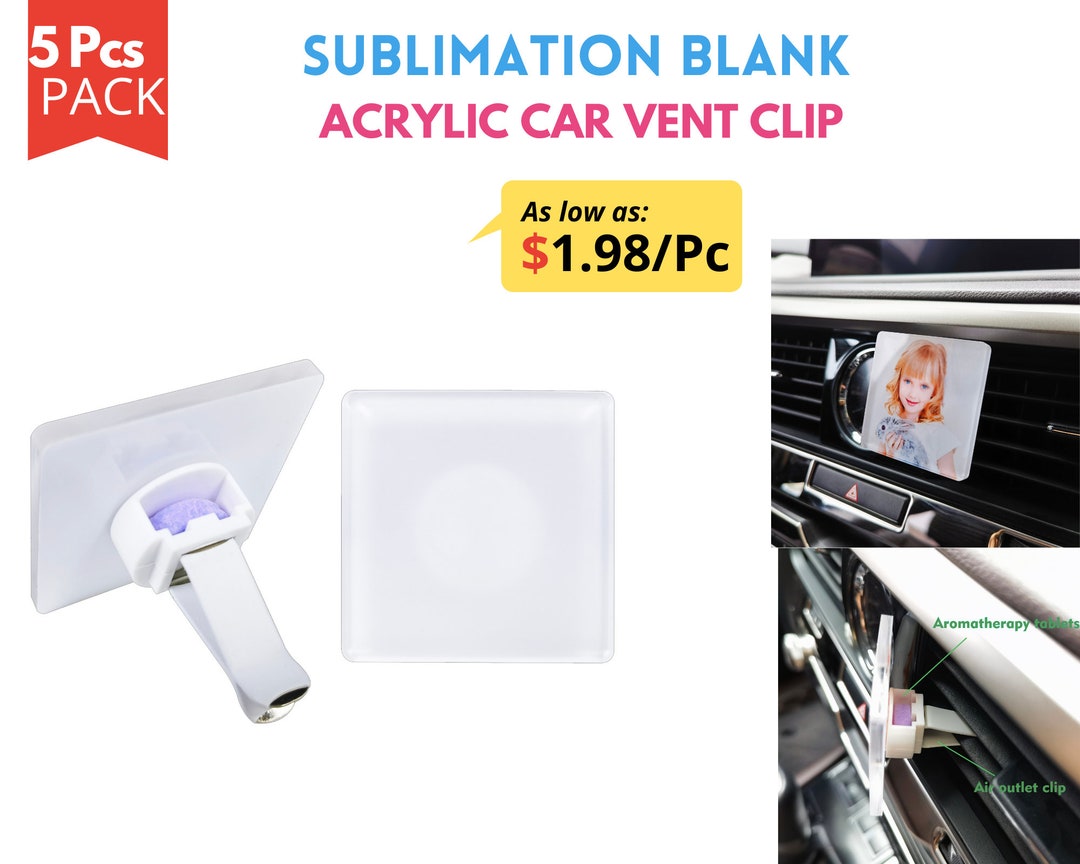 Sublimation Blank Acrylic Car Vent Clip: Custom Car Diffuser (5x Pack ...