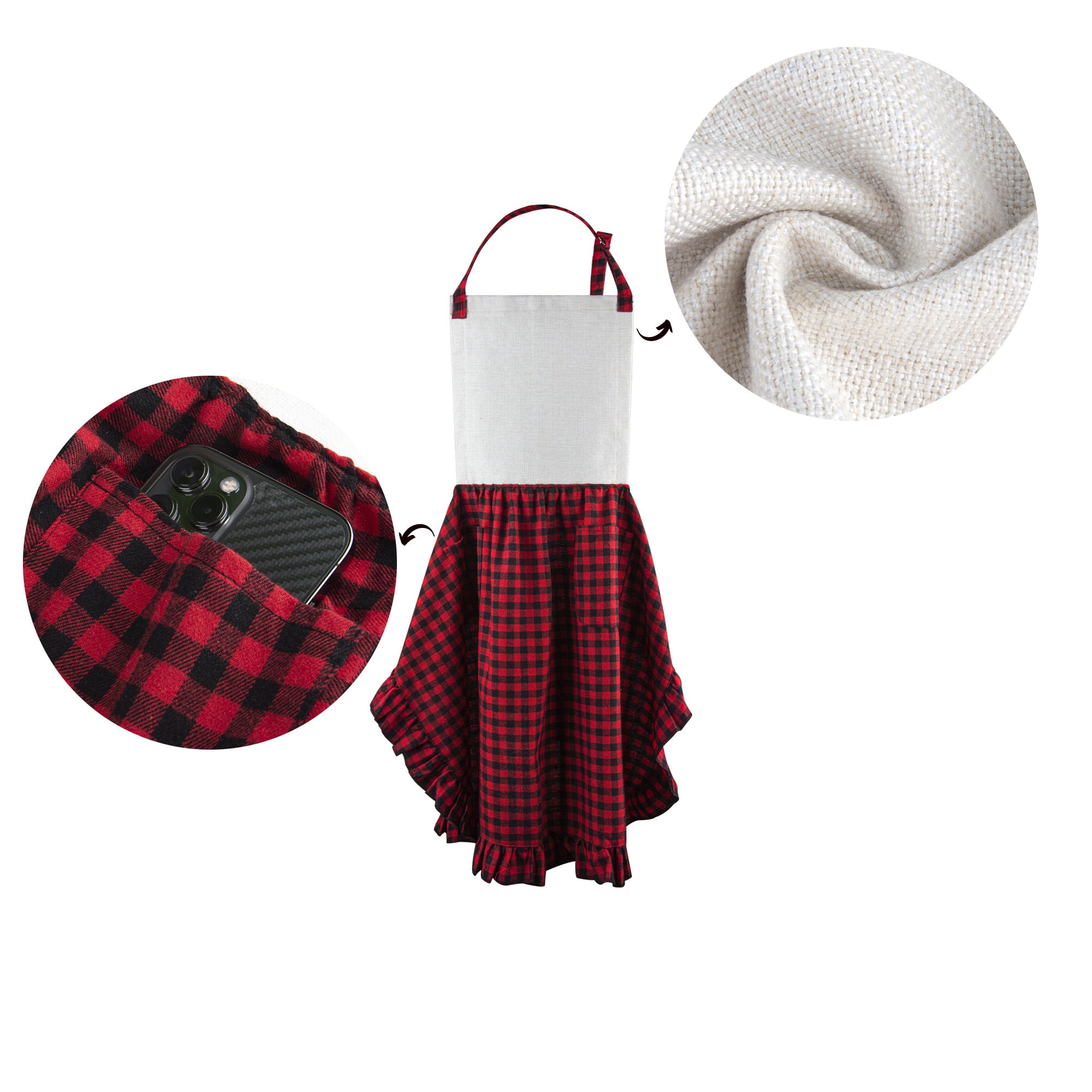 Sublimation Polyester Apron Blanks | Adult Sublimation Plaid Apron ...