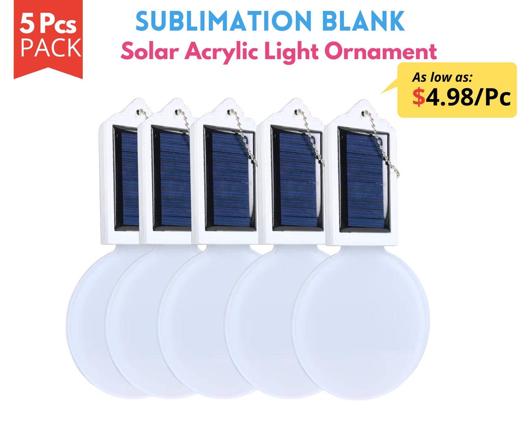 5pcs Pack Sublimation Blank Solar Acrylic Light Ornament | Custom ...