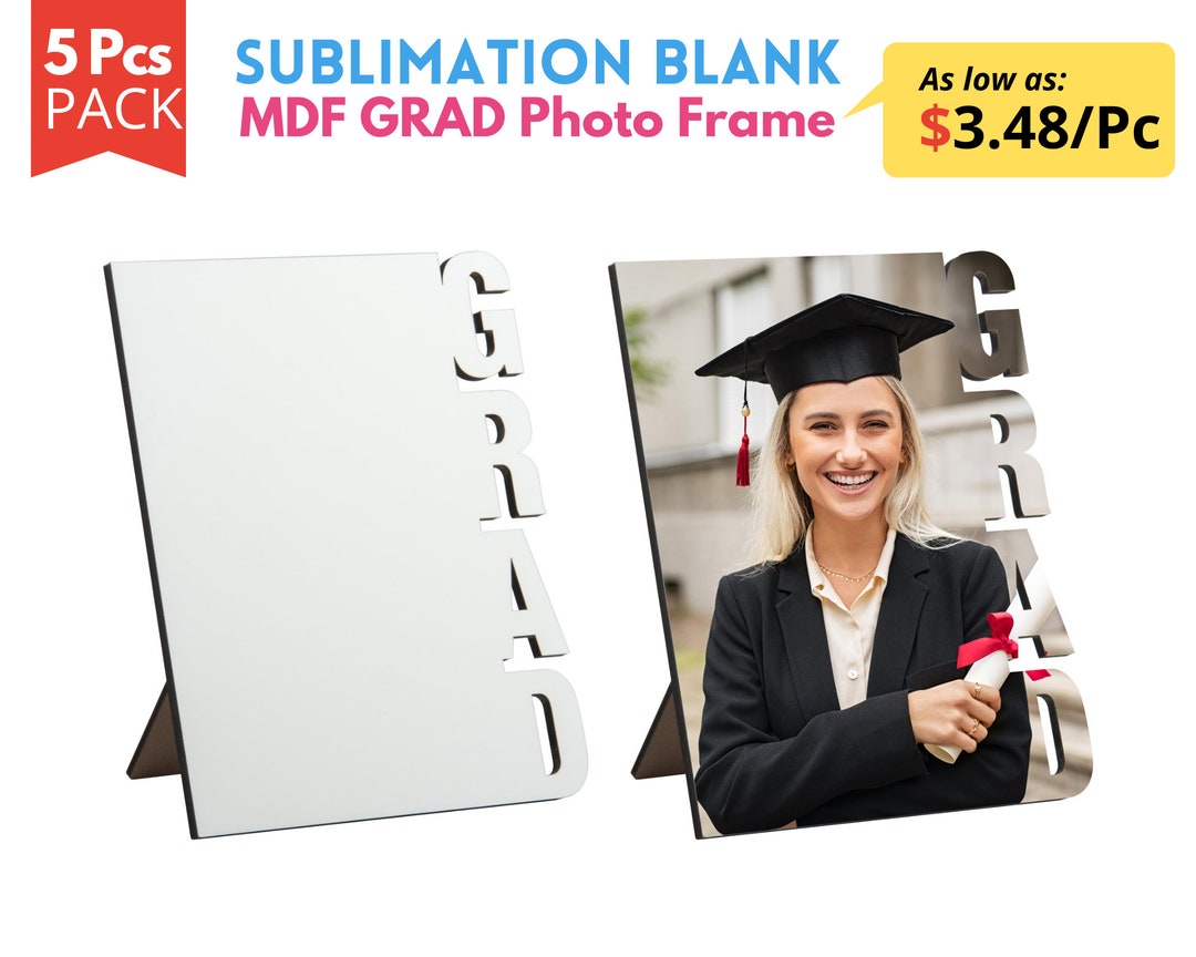 5x Pack Sublimation Blank MDF GRAD Photo Frame MDF Hard Board Grad ...