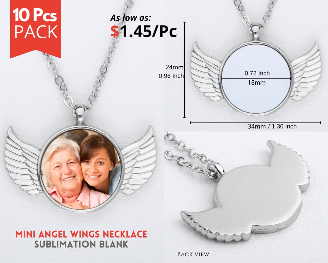 10x Mini Angel Wings Necklace Sublimation Blanks, Tiny Angel Wings ...