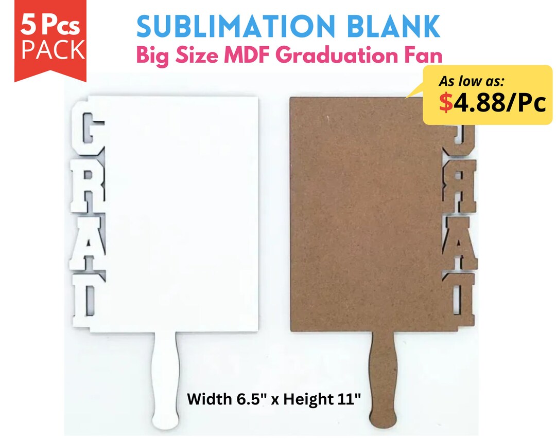 5 Pack Sublimation MDF Graduation Fan | Sublimation Blank MDF ...