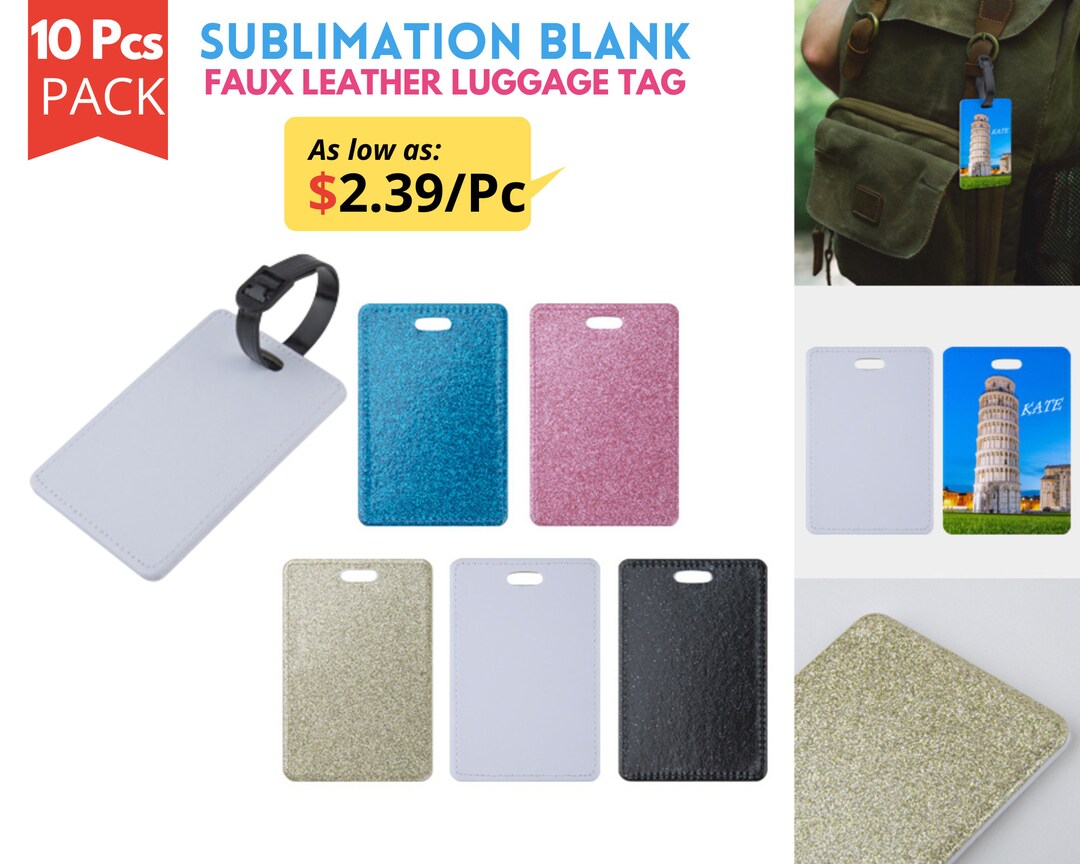 10x Sublimation Luggage Tag Sublimation Luggage Tag Blanks Custom Faux ...