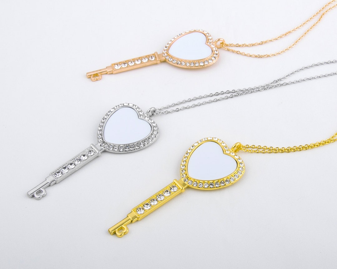 Heart Key Necklace Sublimation Blanks Heart Necklace 25mm Heart Shape ...
