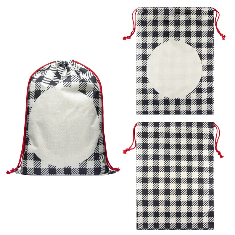 Santa Sack Sublimation Blanks, Buffalo Plaid Santa Sack Blanks ...