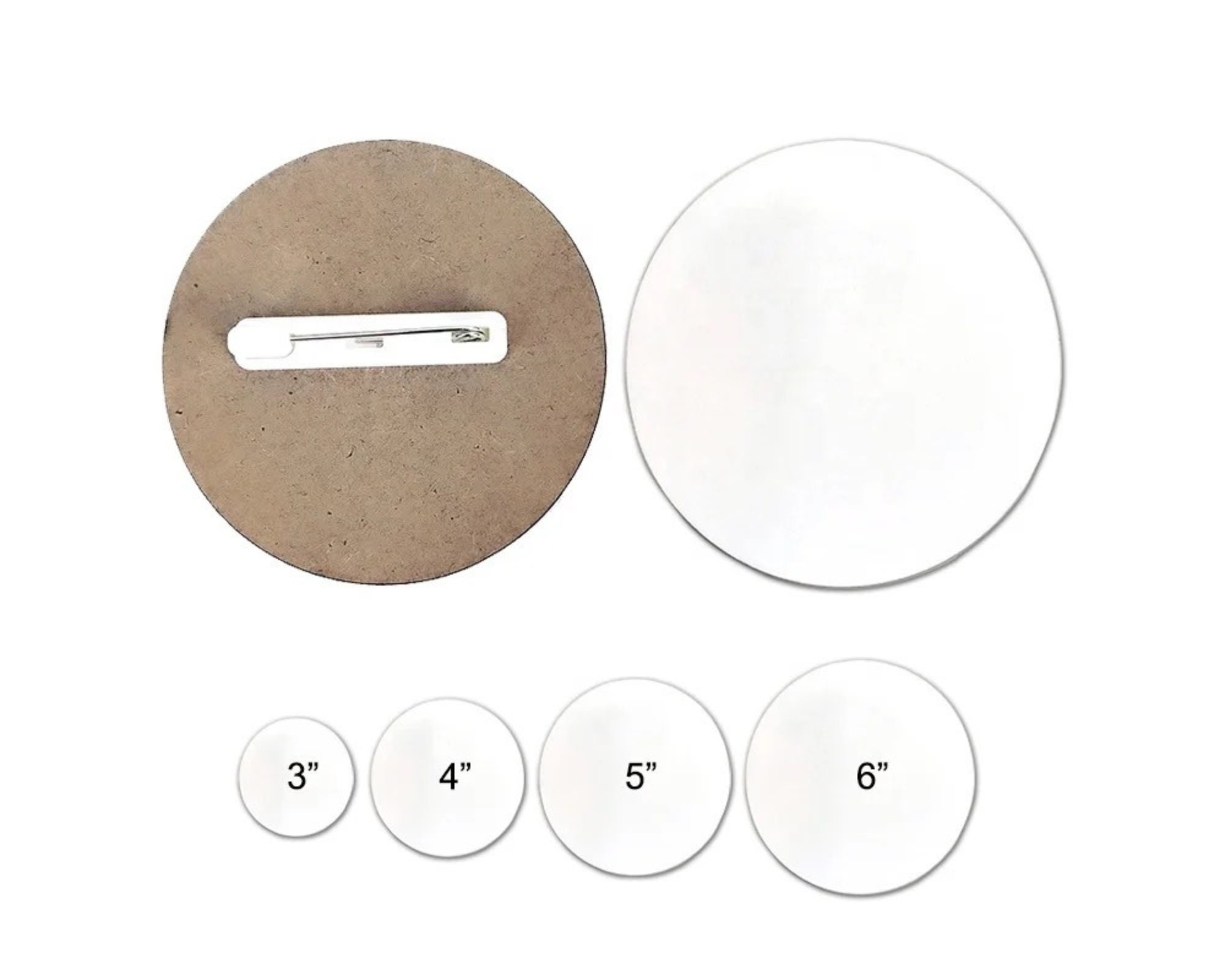 3/4/5/6" Sublimation MDF Badge With Adhesive Pins | Blank Circle Signs ...