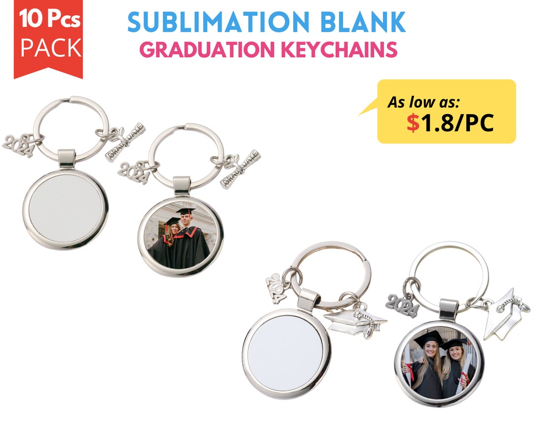 10 Pack Sublimation 2025 Graduation Keychain Blanks | Sublimation Grad ...