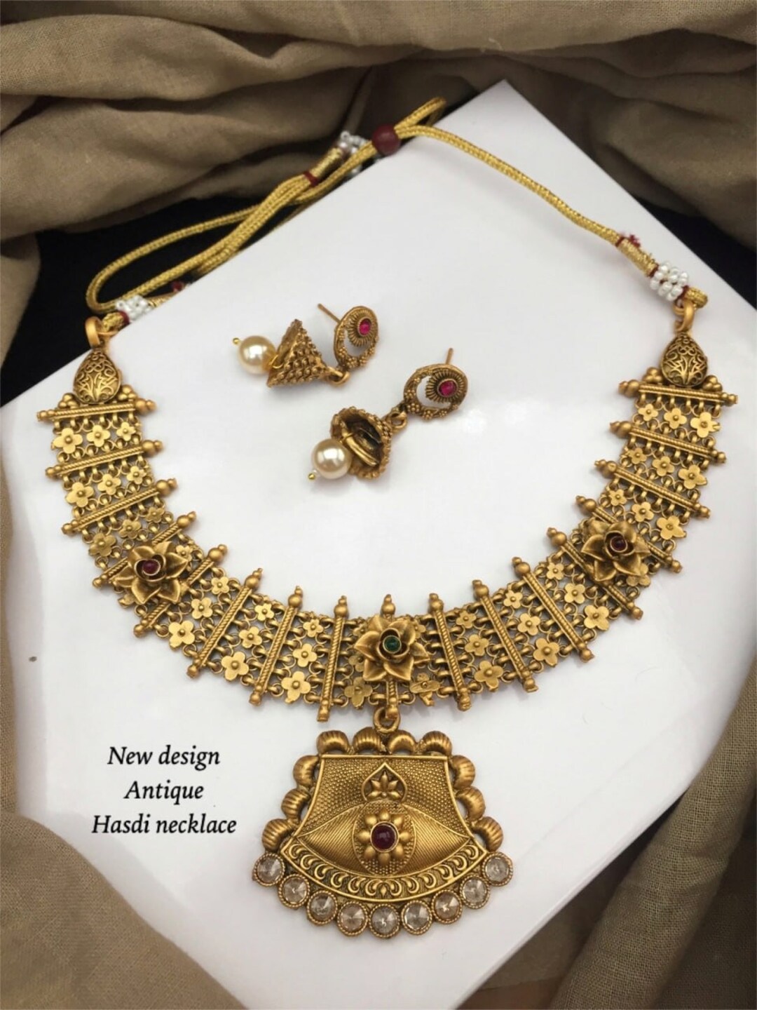 Antique Design of Hasdi Necklace Set Gold Plated Artificial - Etsy