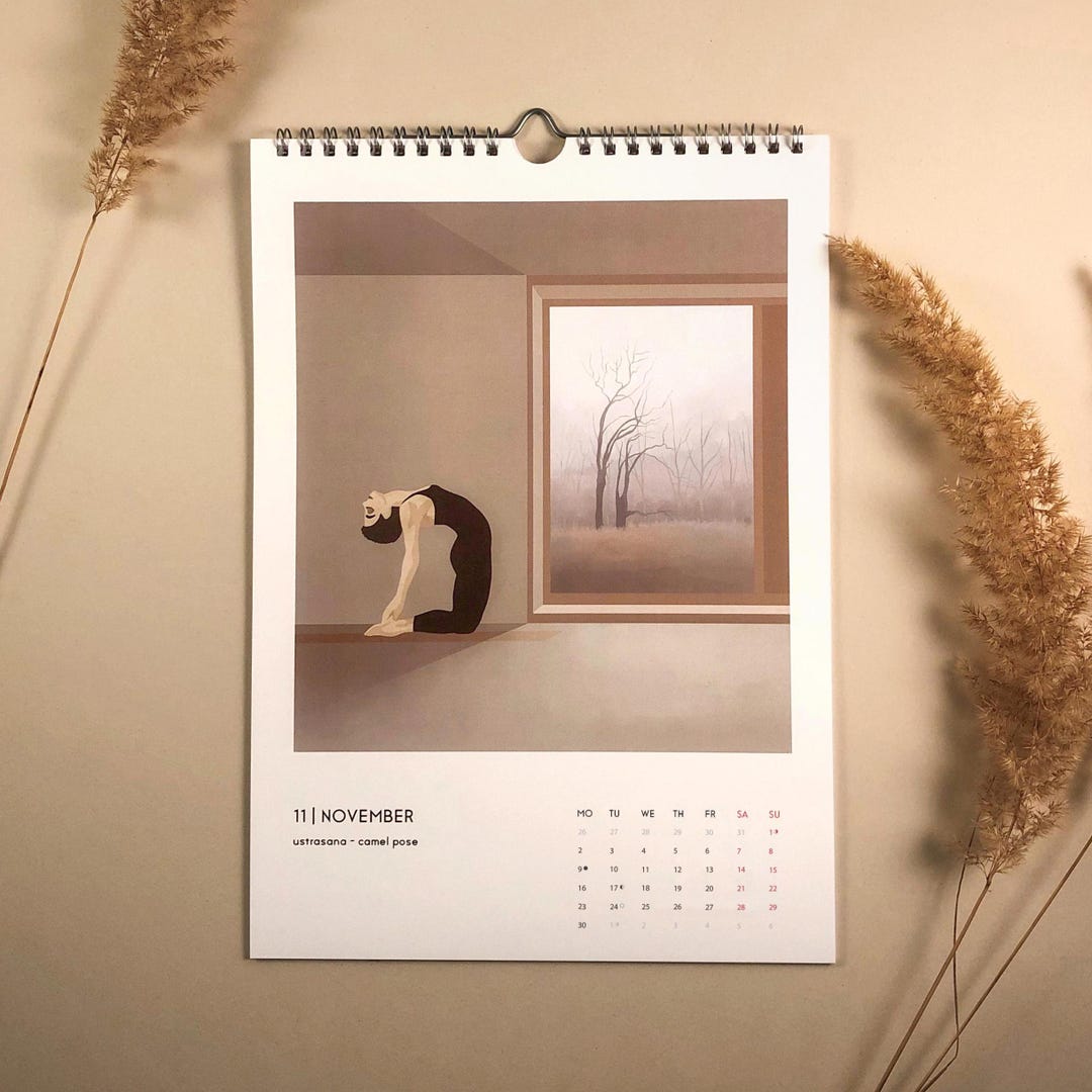 Yoga Calendar 2026 – Illustrated A4 Wall Calendar for Mindfulness and ...