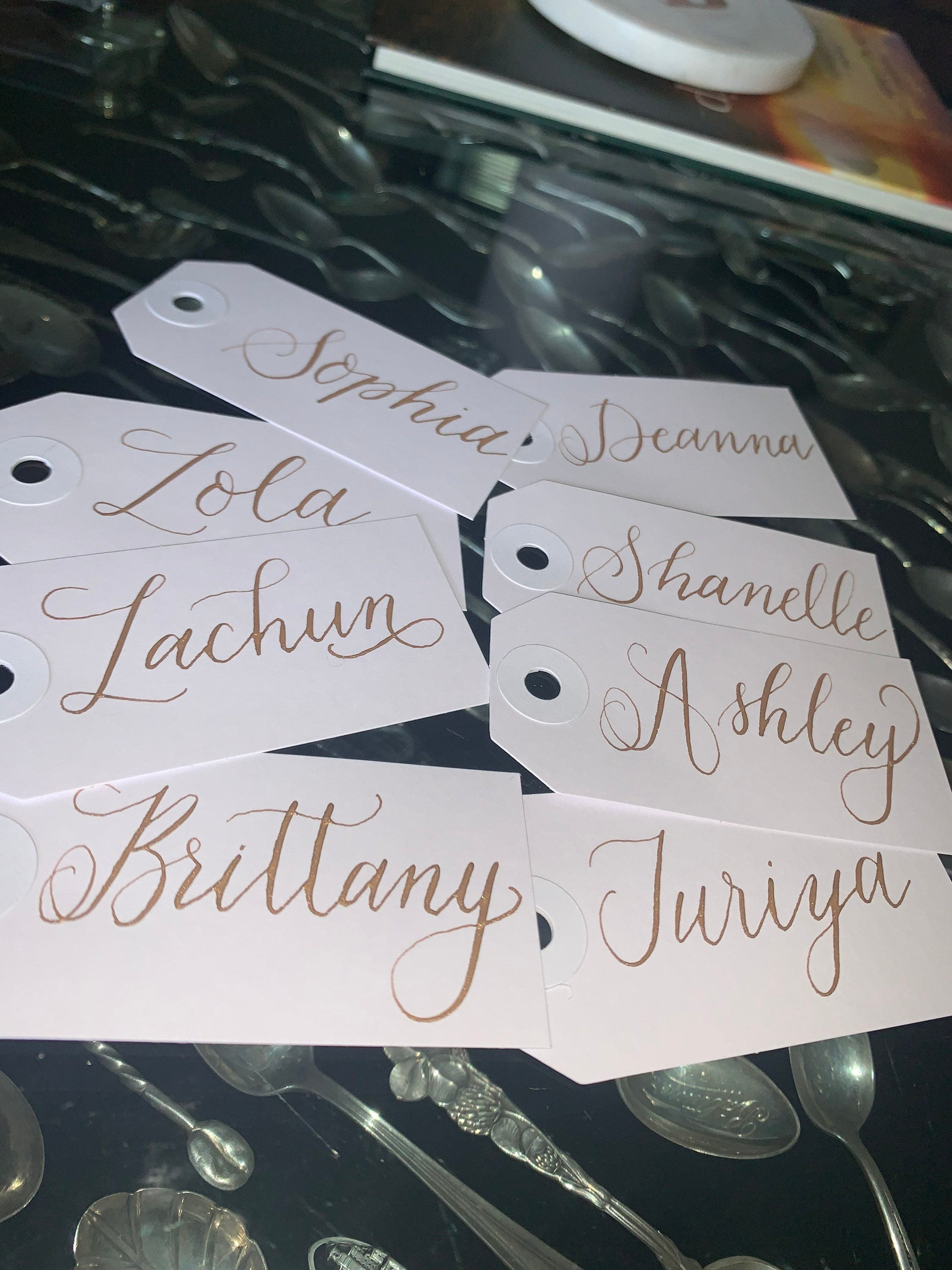 White Gift Tags With Gold Calligraphy - Etsy