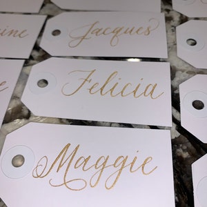 White Gift Tags With Gold Calligraphy - Etsy