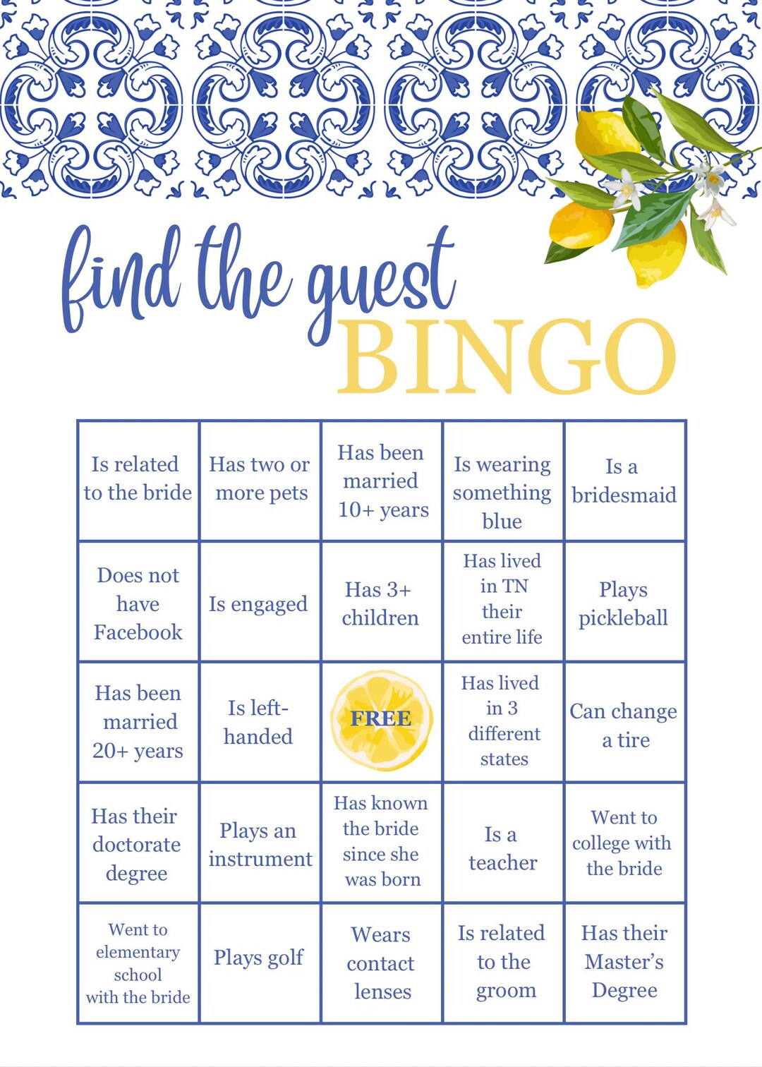 Blue and Yellow Bingo - Etsy