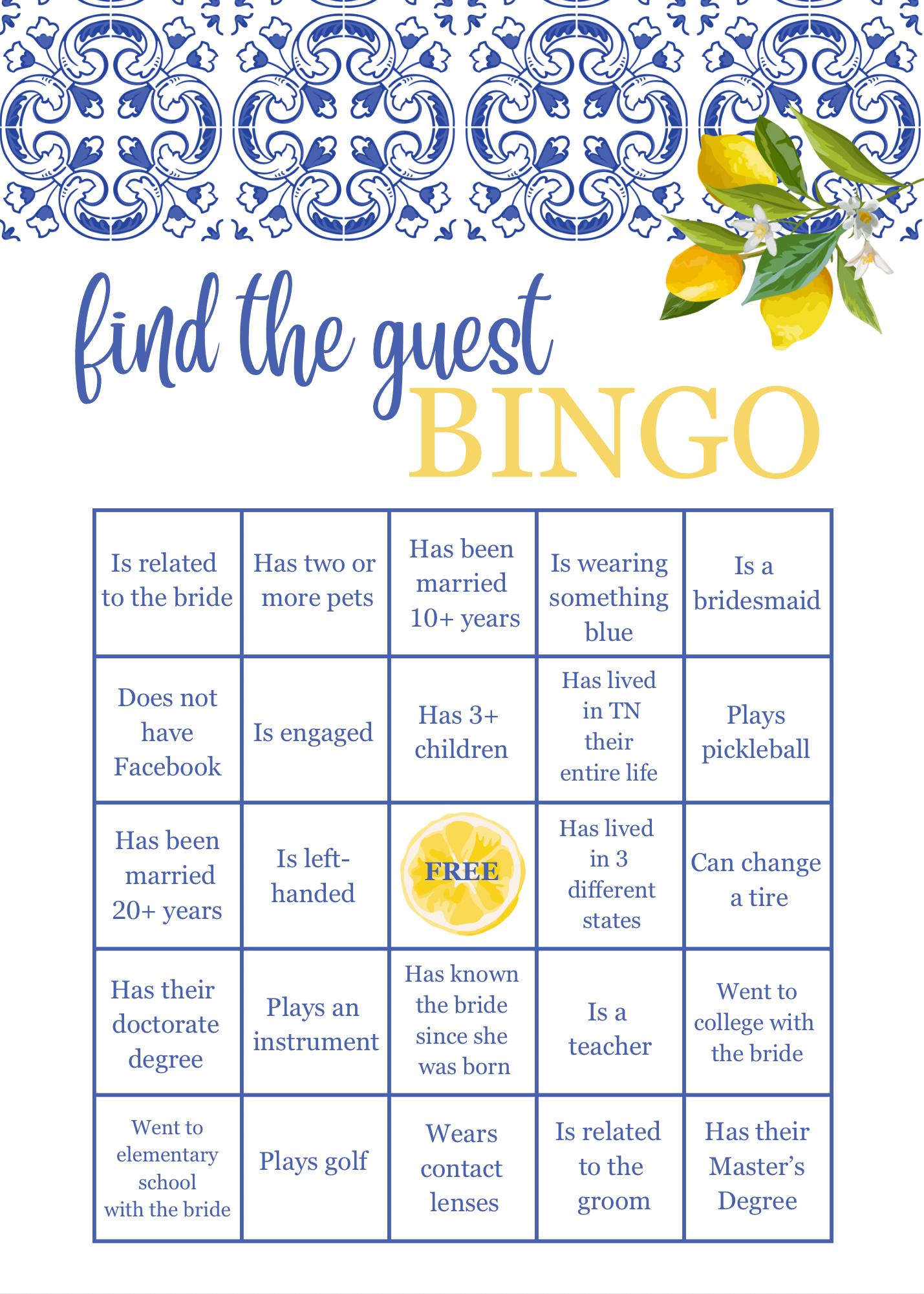 Blue and Yellow Bingo - Etsy