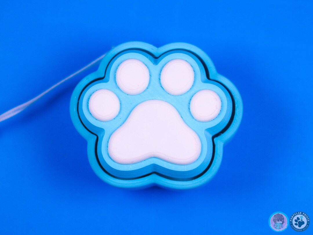 Blue Paw Print Button Fidget, Clicky Button Keyring, Stimming, Sensory ...