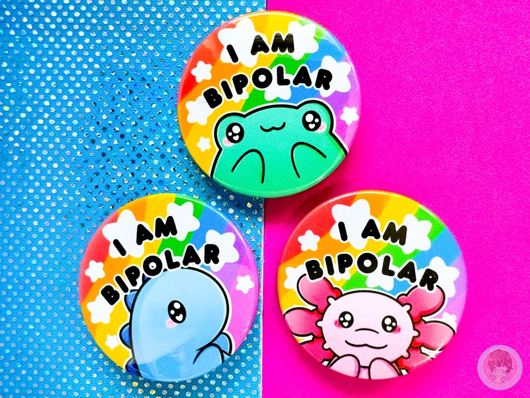 Bipolar Pin Button Badge, Frog, Dinosaur, Axolotl - Etsy