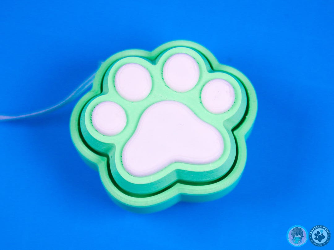 Green Paw Print Button Fidget, Clicky Button Keyring, Stimming, Sensory ...