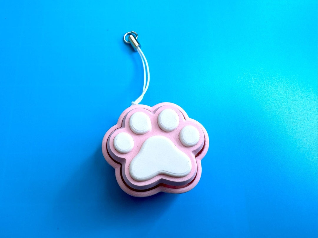 Pink Paw Print Button Fidget Pink Clicky Stim Toy Buttons Keyring ...