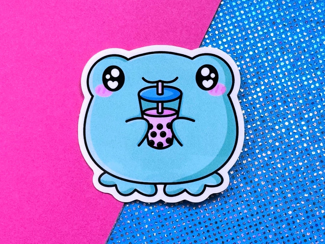 Bubble Tea Frog Sticker Gift Positive Cute Pastel Funny Boba Tea - Etsy