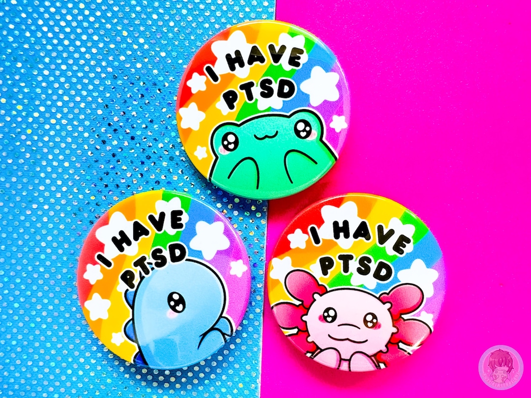 PTSD Pin Button Badge, Communication Tool, Rainbow, Frog, Dinosaur ...