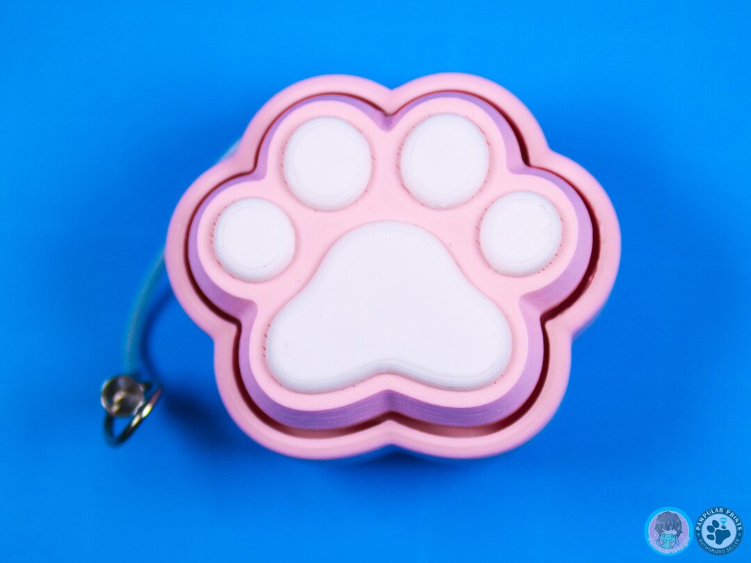 Pink Paw Print Button Fidget, Clicky Button Keyring, Stimming, Sensory ...
